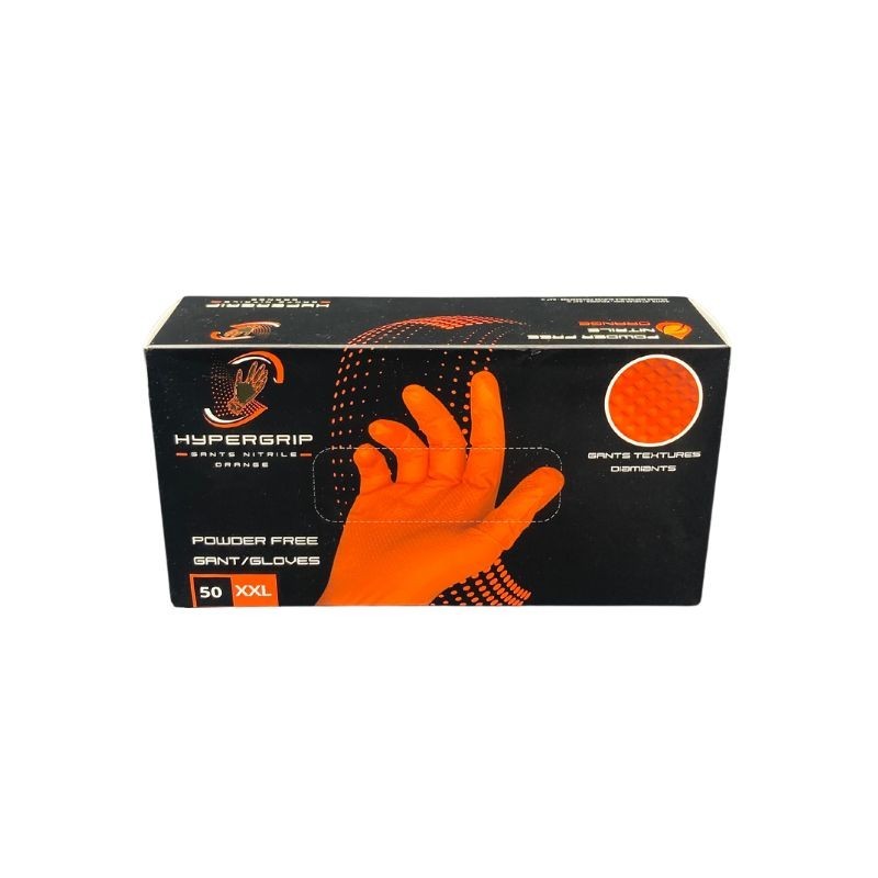 GANTS JETABLE ORANGE NON POUDRE ULTRA RESISTANT GARAGE/ ATELIER - TRIMATEX
